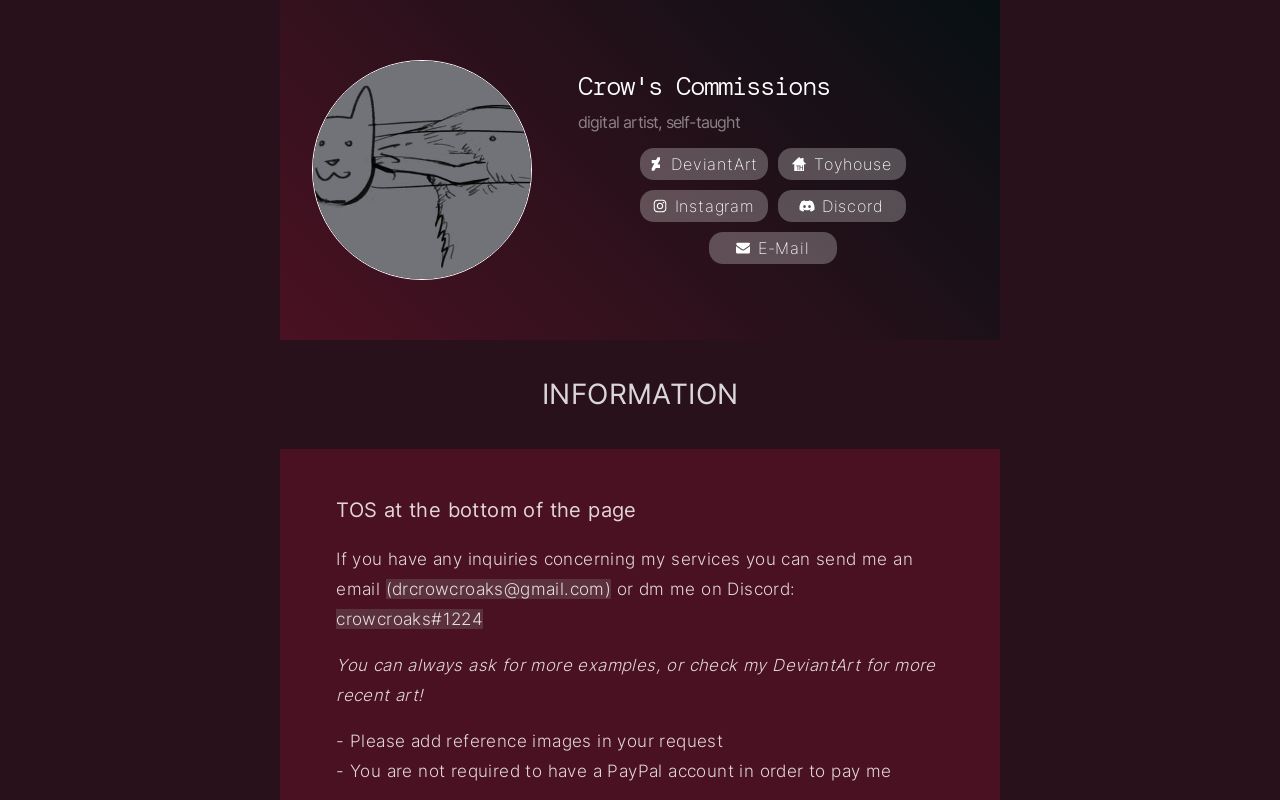 Crow's commission info